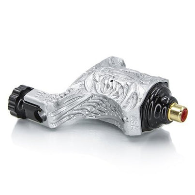 V6 Platinum Silver Bio-Mech — Hand-Engraved Bishop Rotary Tattoo Machi ...